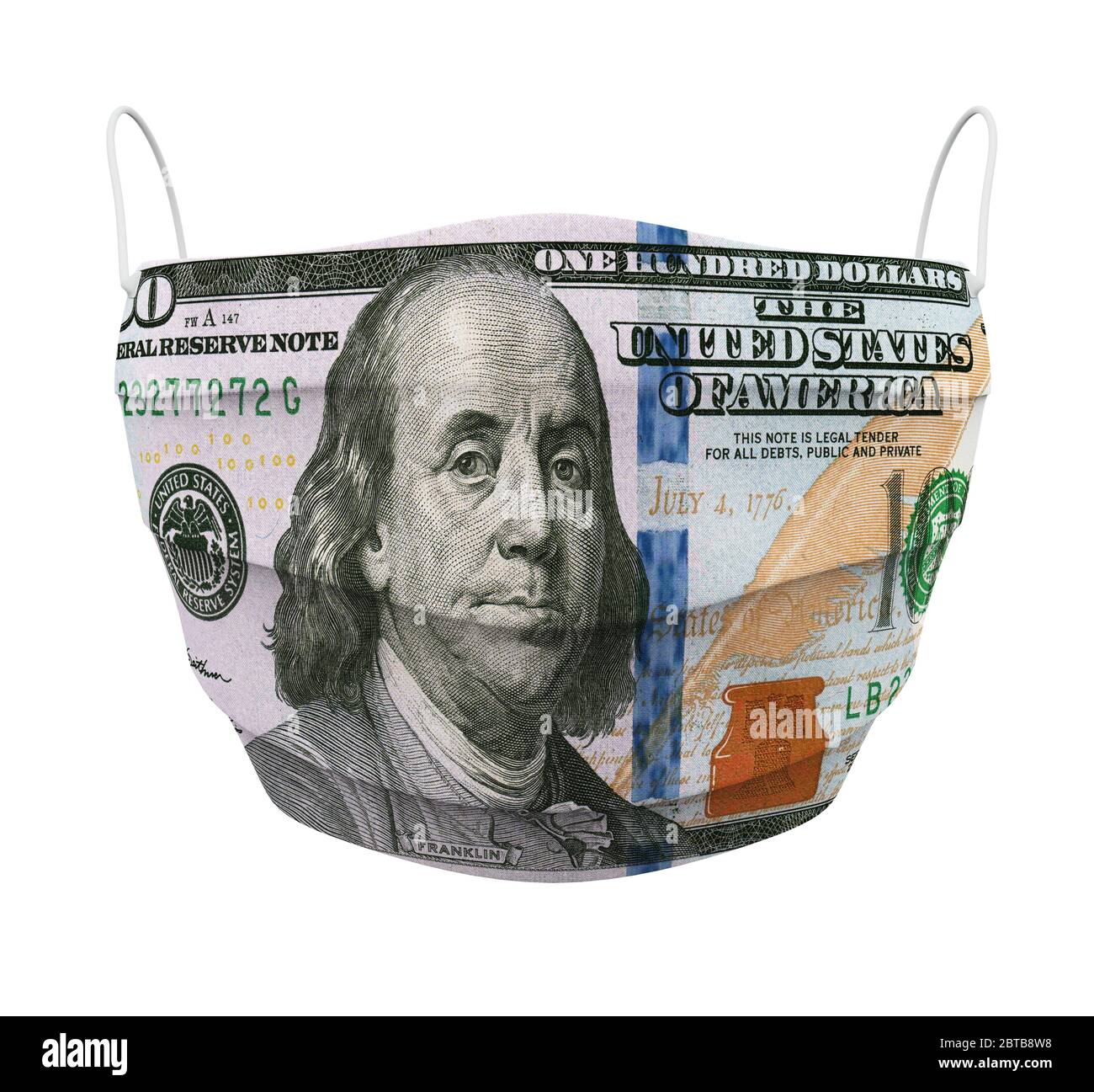 Medical Protective Mask with 100 US Dollar Bill Isolated Stock Photo ...