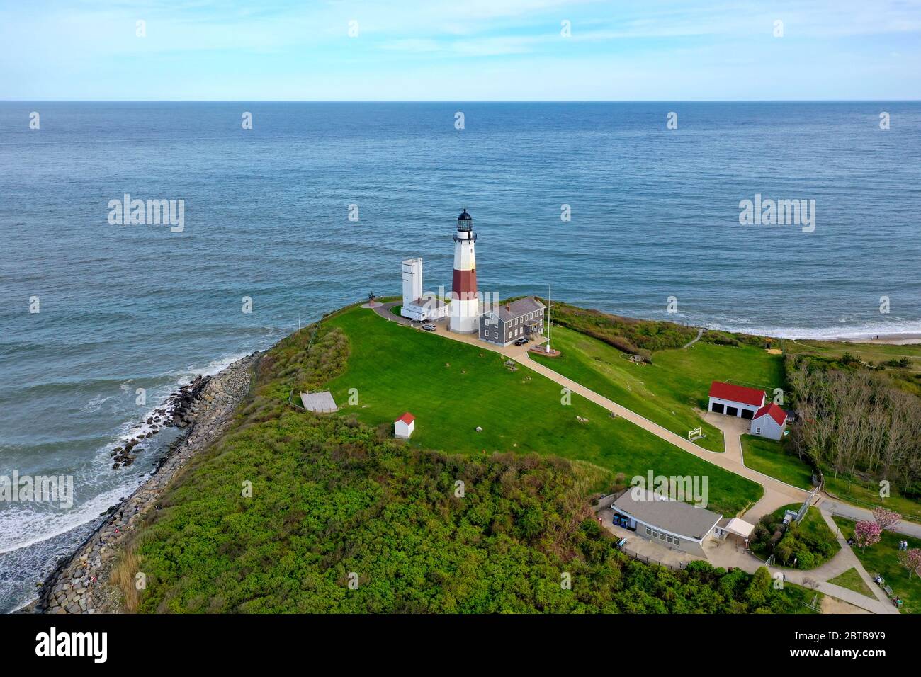 Aerial View Of The Montauk Lighthouse And Beach In Long Island New aerial-view-of-the-montauk-lighthouse-and-beach-in-long-island-new