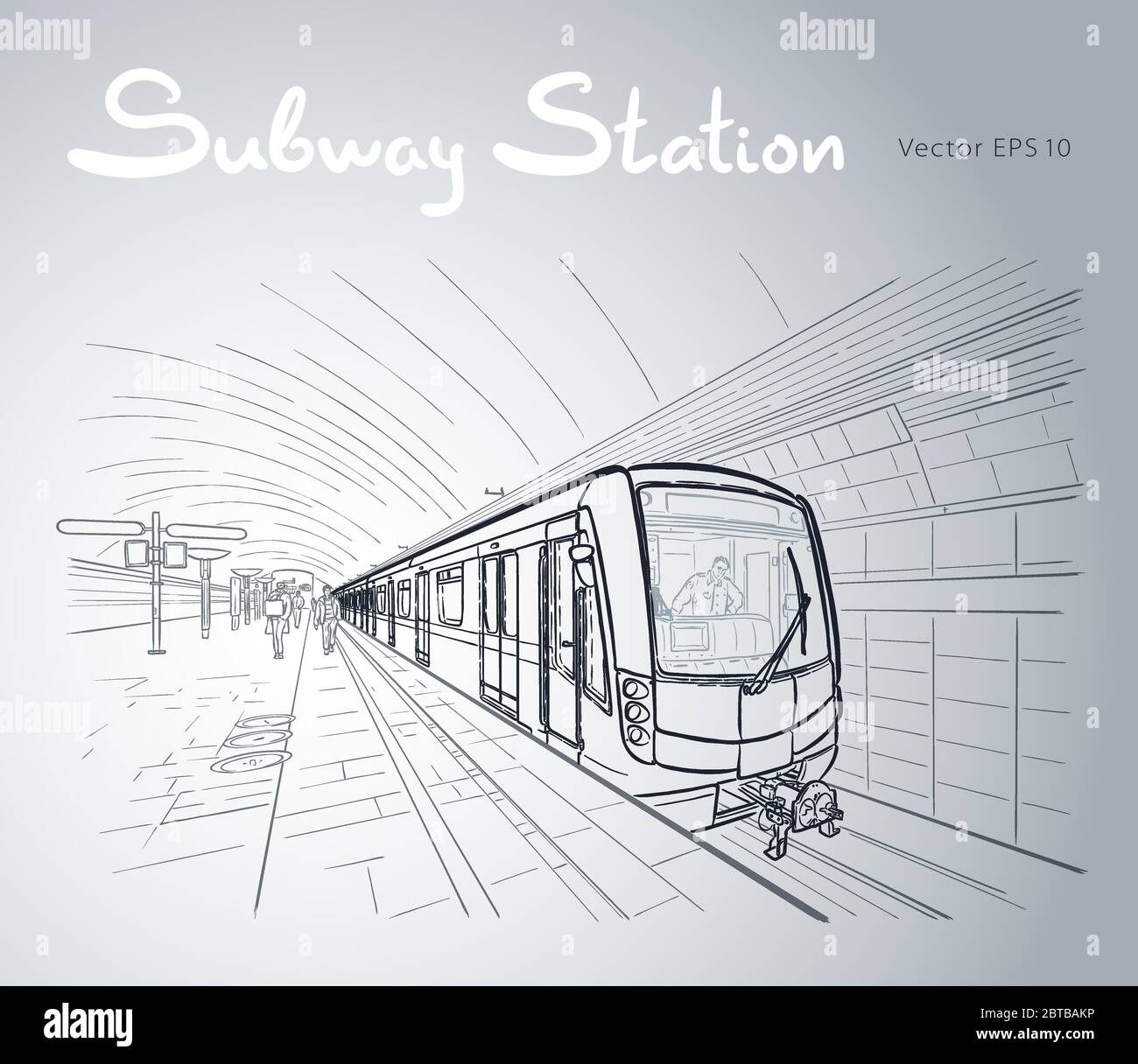 Hand drawn sketch of subway station illustration Stock Vector Image ...