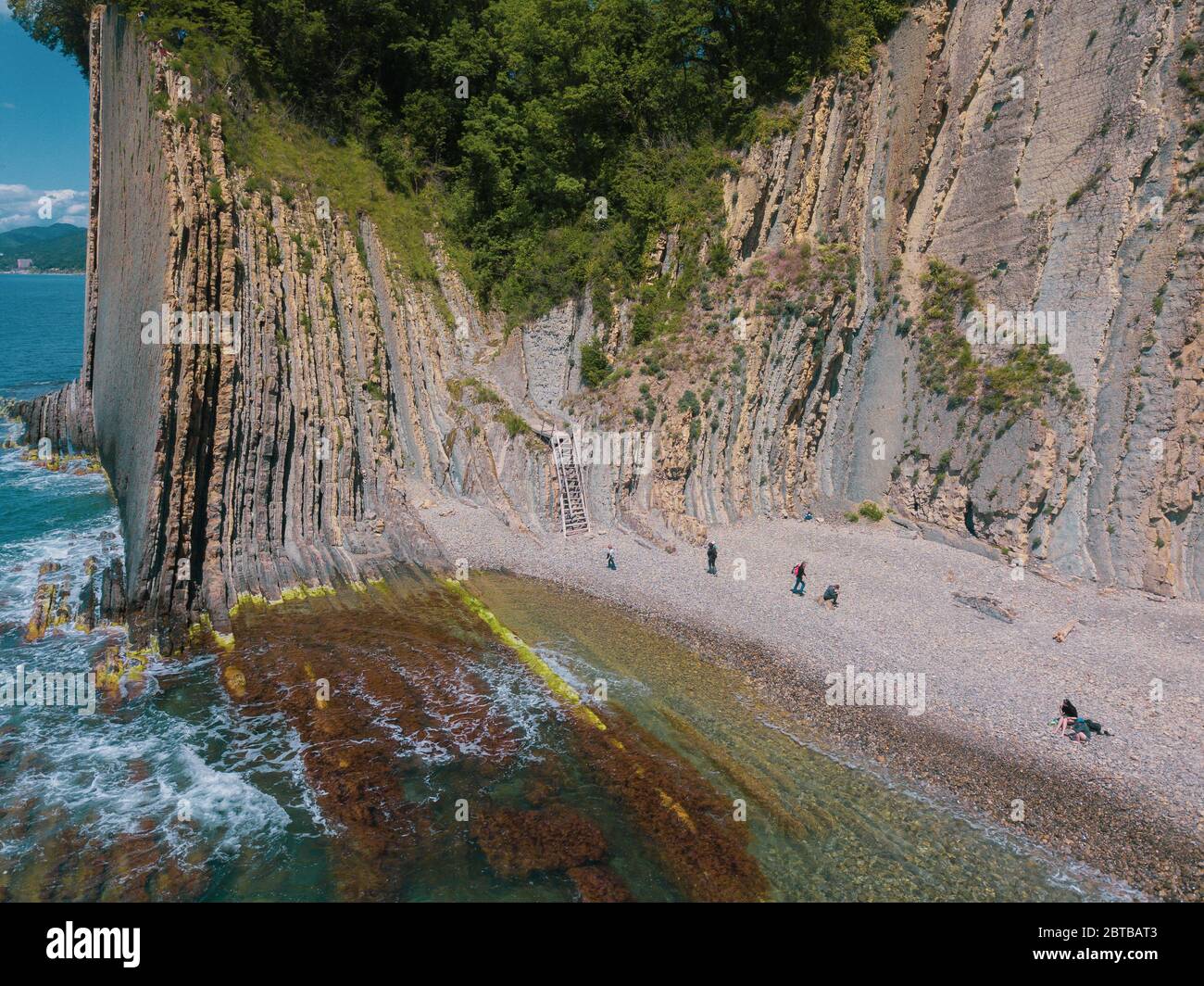 The mountains and sea scenery with blue sky, Tuapse district of the ...