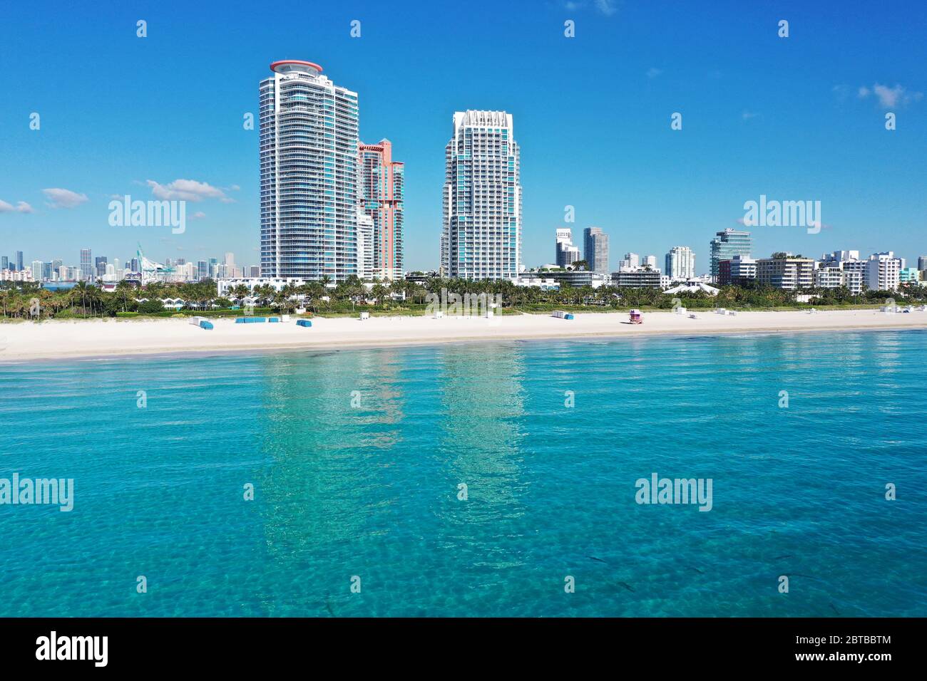 Aerial view of beachfront residential buildings on South Pointe in ...