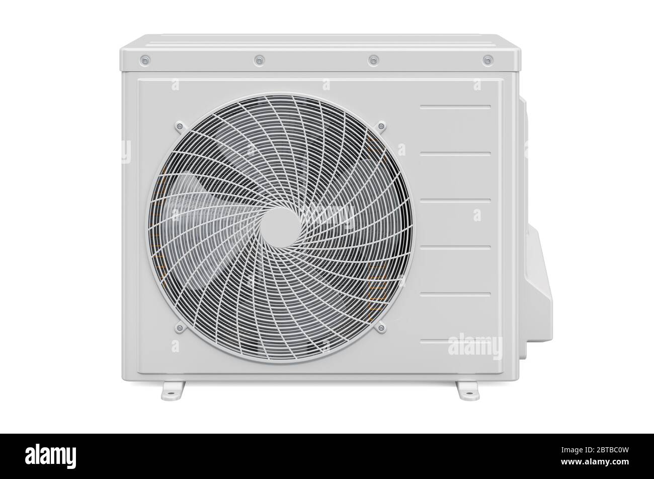 Air conditioner, outdoor compressor unit. Front view, 3D rendering ...