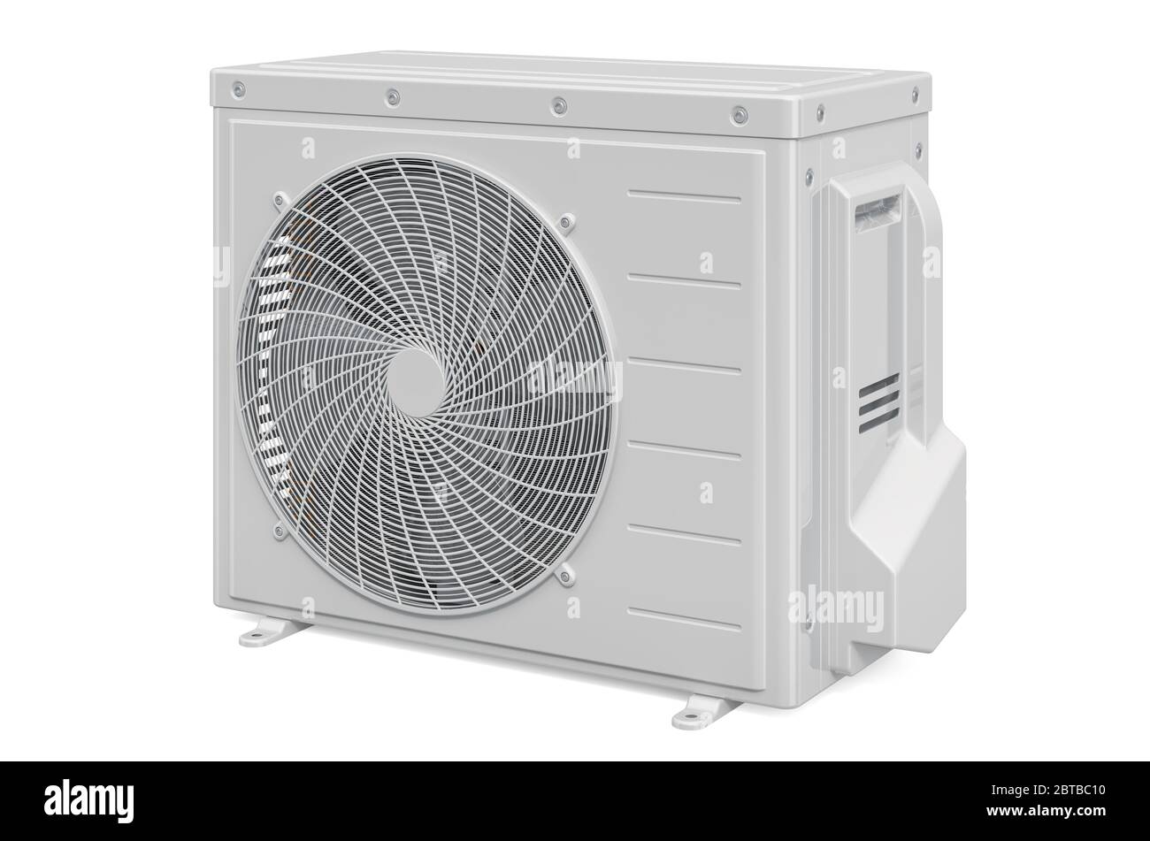 Outdoor compressor unit, side view. Air conditioner. 3D rendering ...