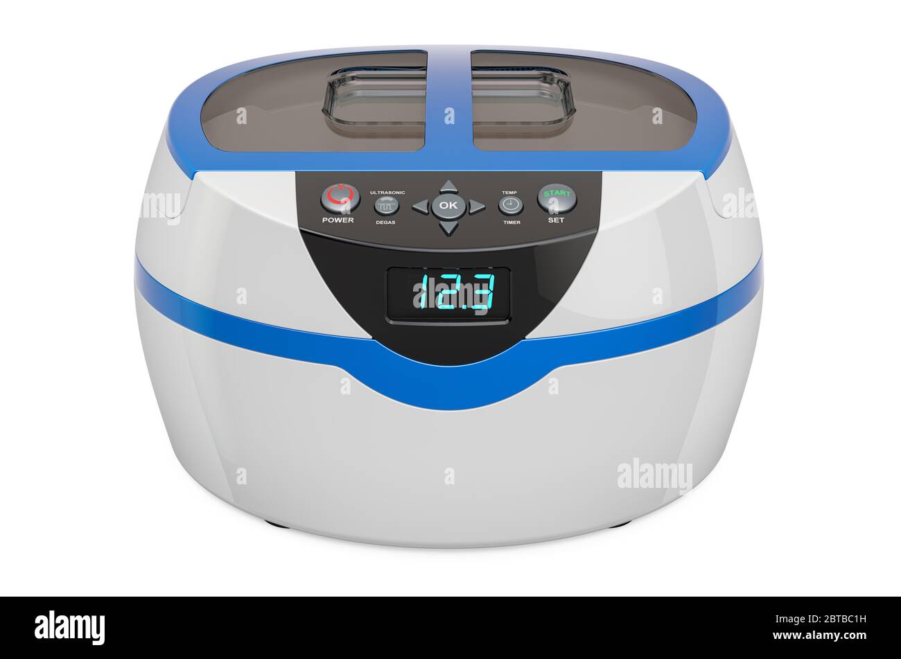 Ultrasonic Cleaner, closeup. 3D rendering isolated on white background ...
