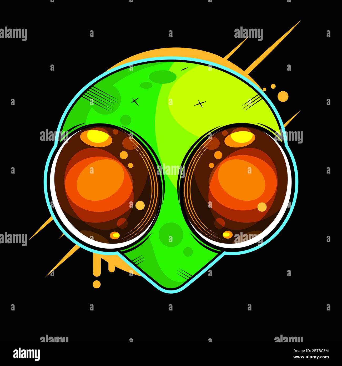 Alien Face With Large Eyes. Extraterrestrial Humanoid Head Vector ...