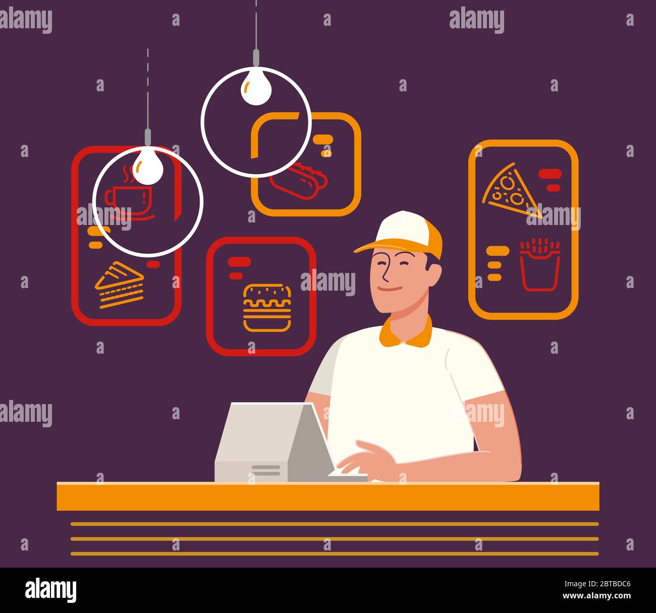 Restaurant menu, cafe. Food service cartoon vector illustration Stock ...