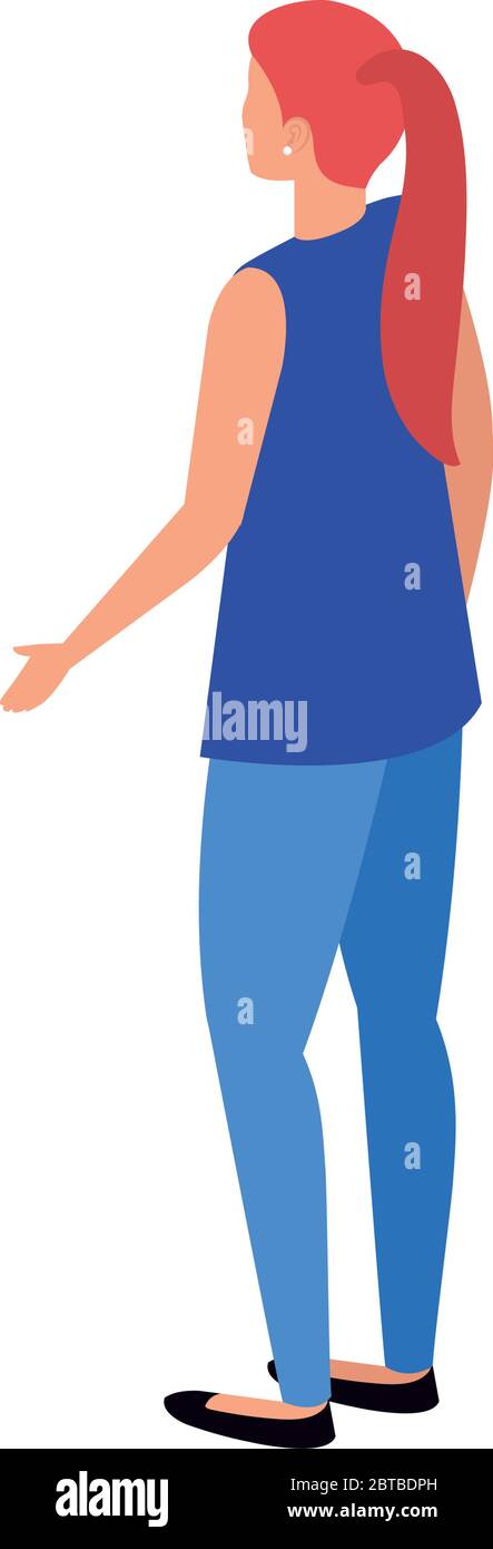 back view of young woman on white background Stock Vector Image & Art ...