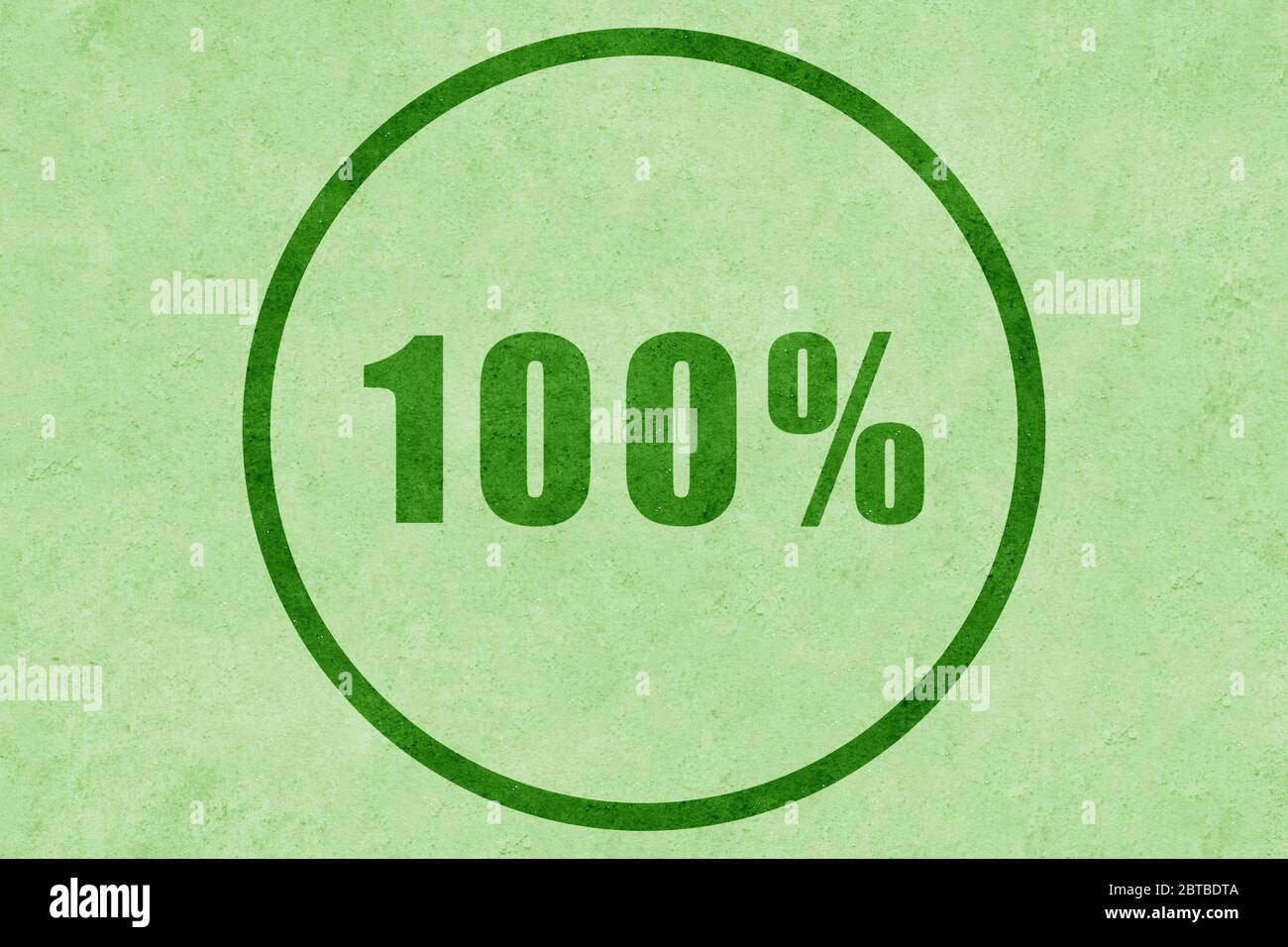 Green icon of a 100% sign. One hundred percent concept Stock Photo - Alamy