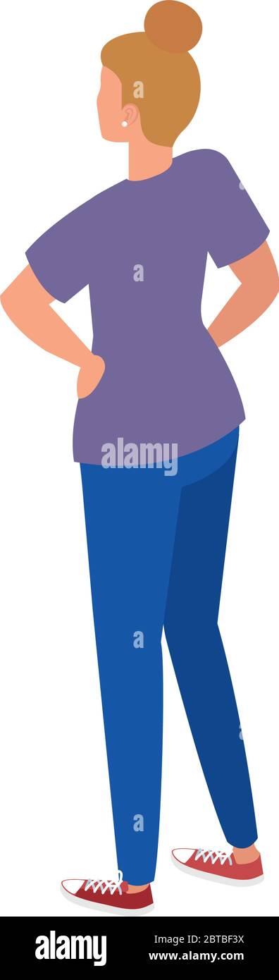 back view of young woman on white background Stock Vector Image & Art ...