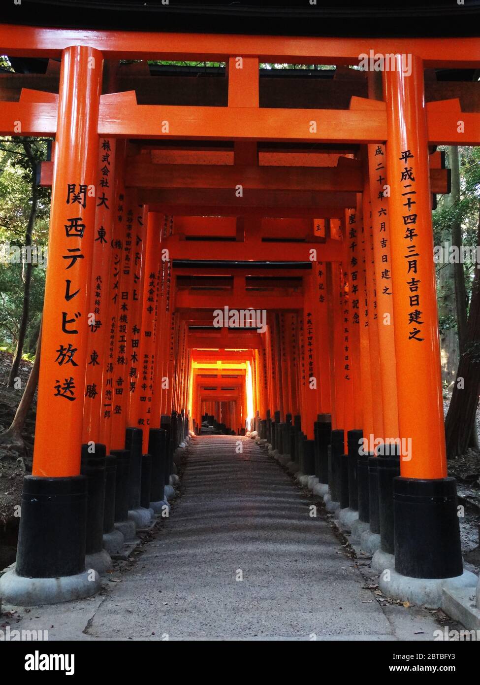 Tourist Fushimi Inari Sanctuary way of orange torii Stock Photo - Alamy