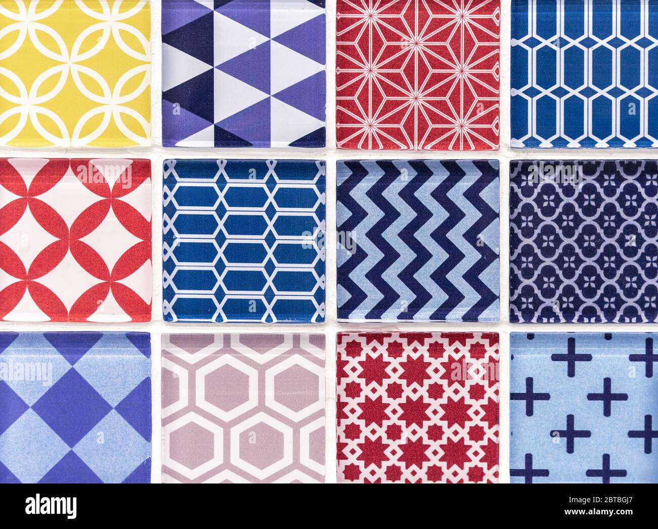 Ceramic mosaic tiles with multi-colored squares for the design of the ...