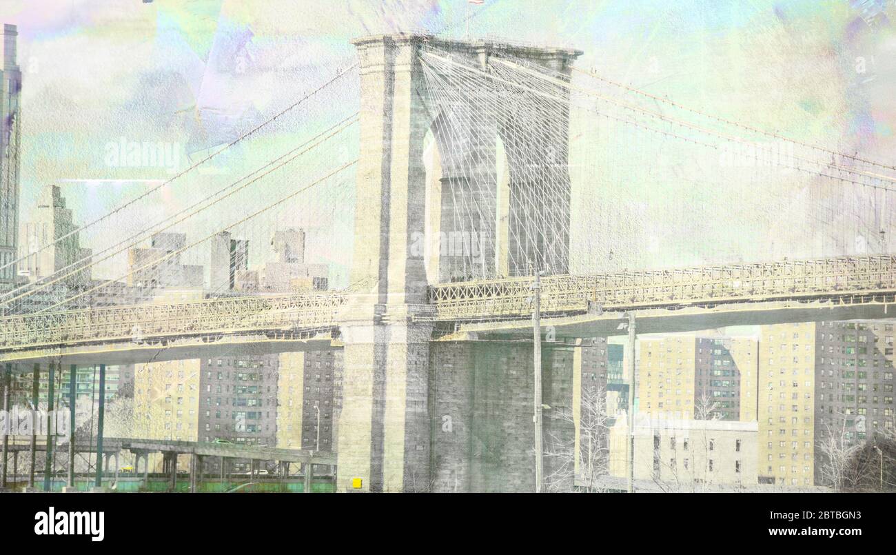 NY Brooklyn Bridge. Modern art Stock Photo - Alamy