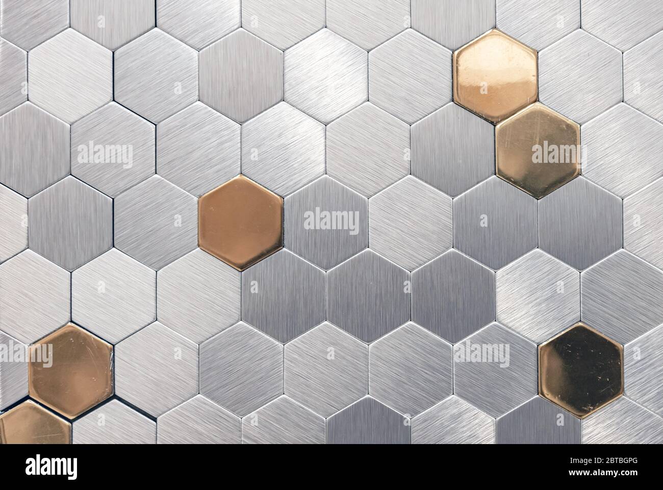 Silver? metal mosaic tile with golden elements. Metal mosaic in the ...