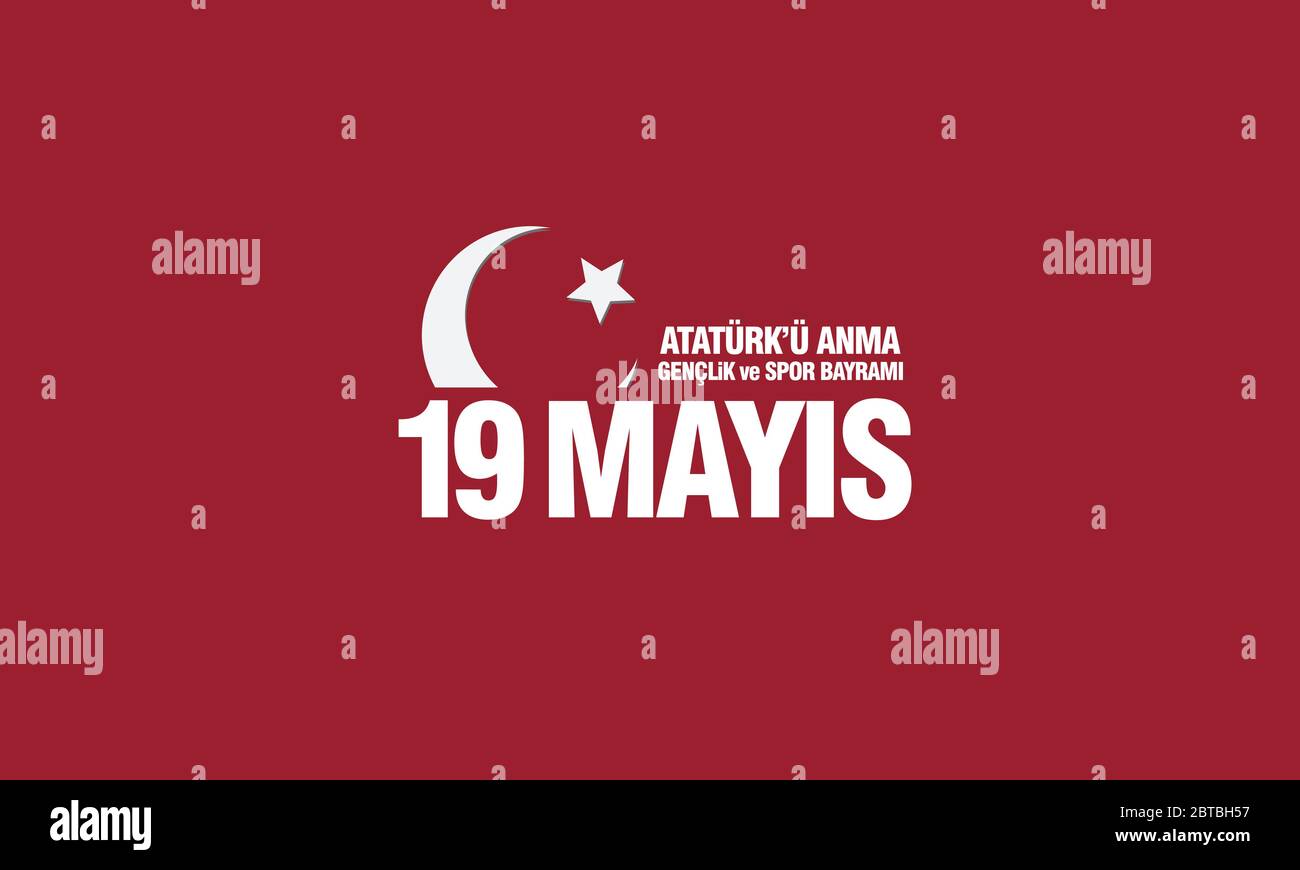 19 Mayis Ataturk'u Anma, Genclik Ve Spor Bayrami Vector Illustration ...