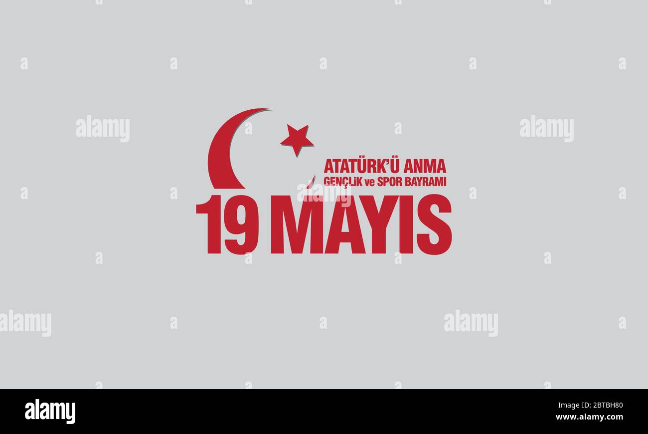 19 Mayis Ataturk'u Anma, Genclik Ve Spor Bayrami Vector Illustration ...