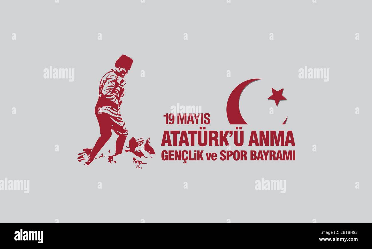 19 Mayis Ataturk'u Anma, Genclik Ve Spor Bayrami Vector Illustration ...