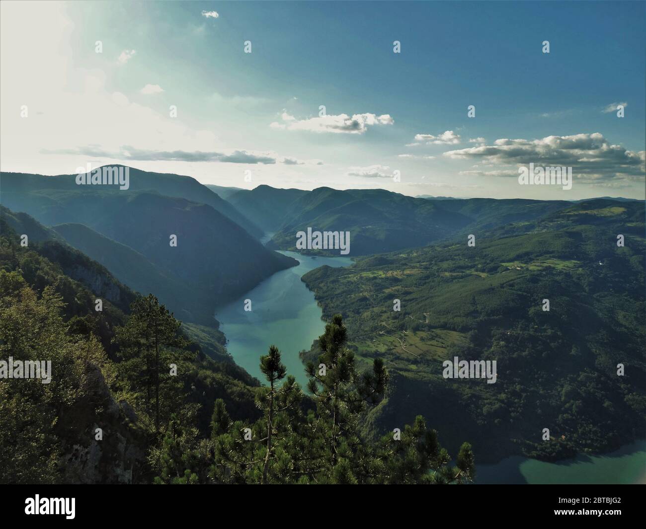 Drina river canyon landscape from Banjska stena viewpoint in Tara ...