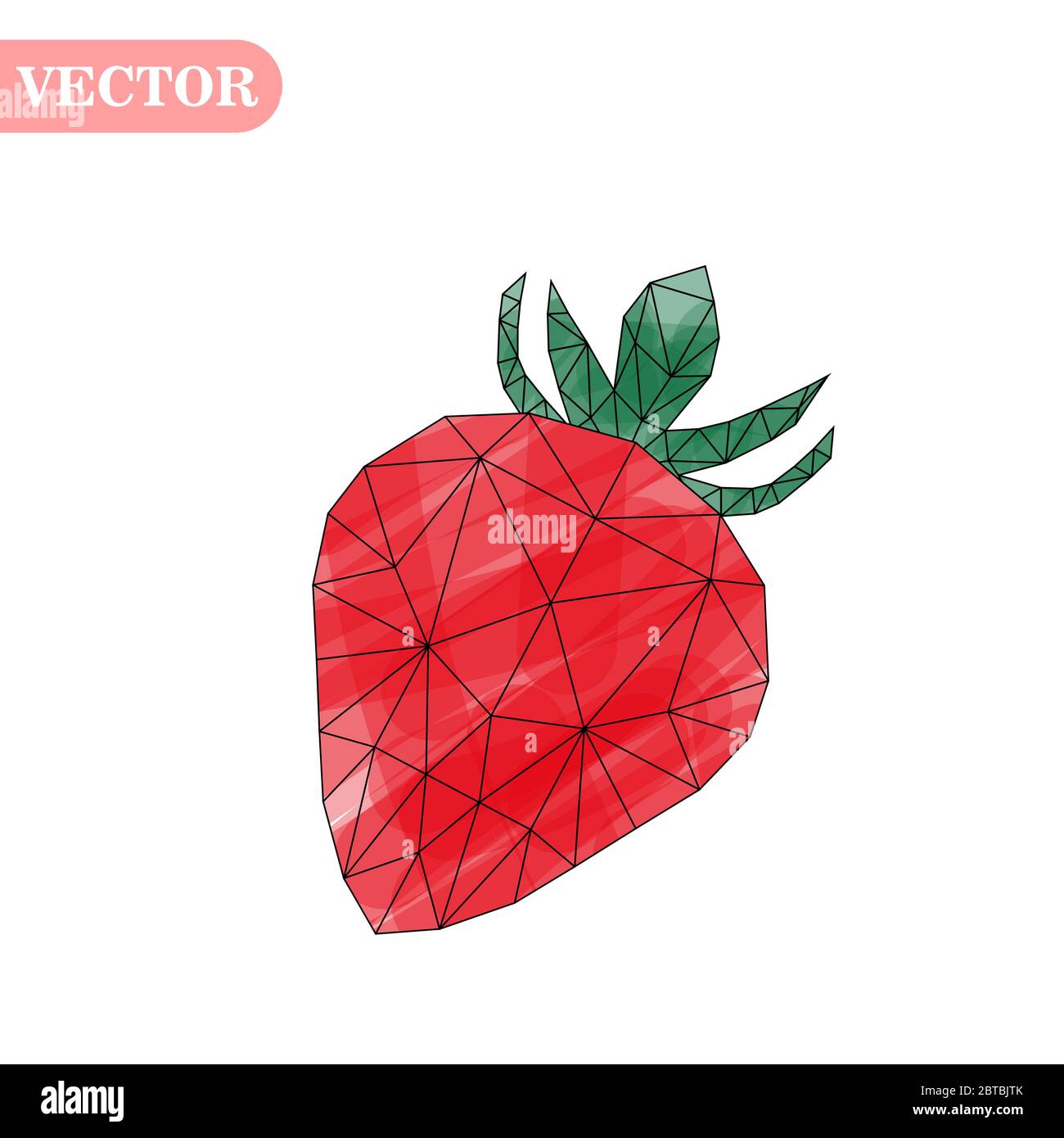 Vector illustration of strawberry in low poly style on white background ...