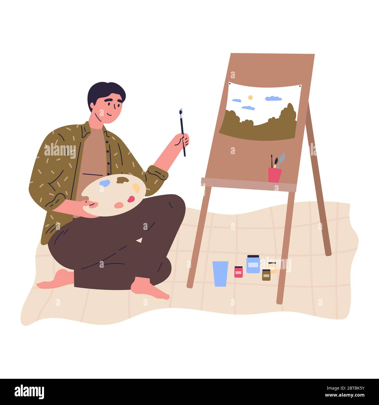 Young man artist paint studio Stock Vector Images - Alamy