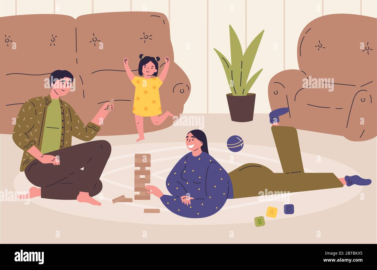 Family playing board game home Stock Vector Images - Alamy