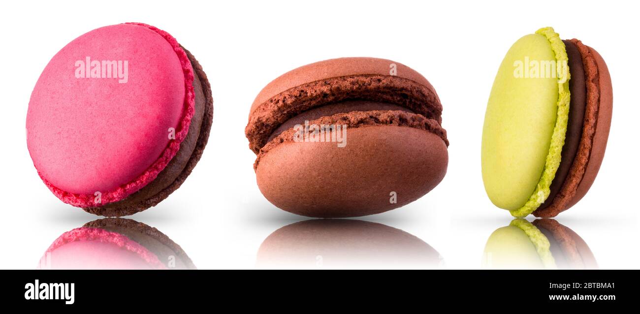 Set of colorful french macaroon isolated on white background Stock ...