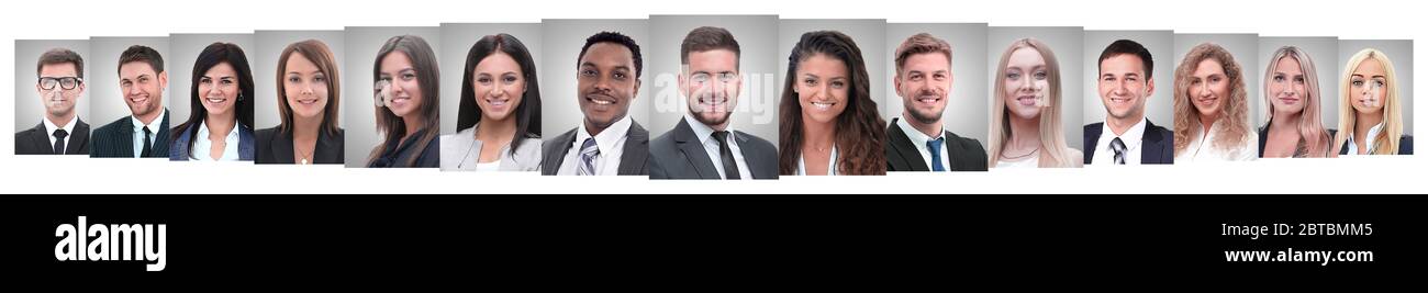 panoramic collage of portraits of successful business people Stock ...