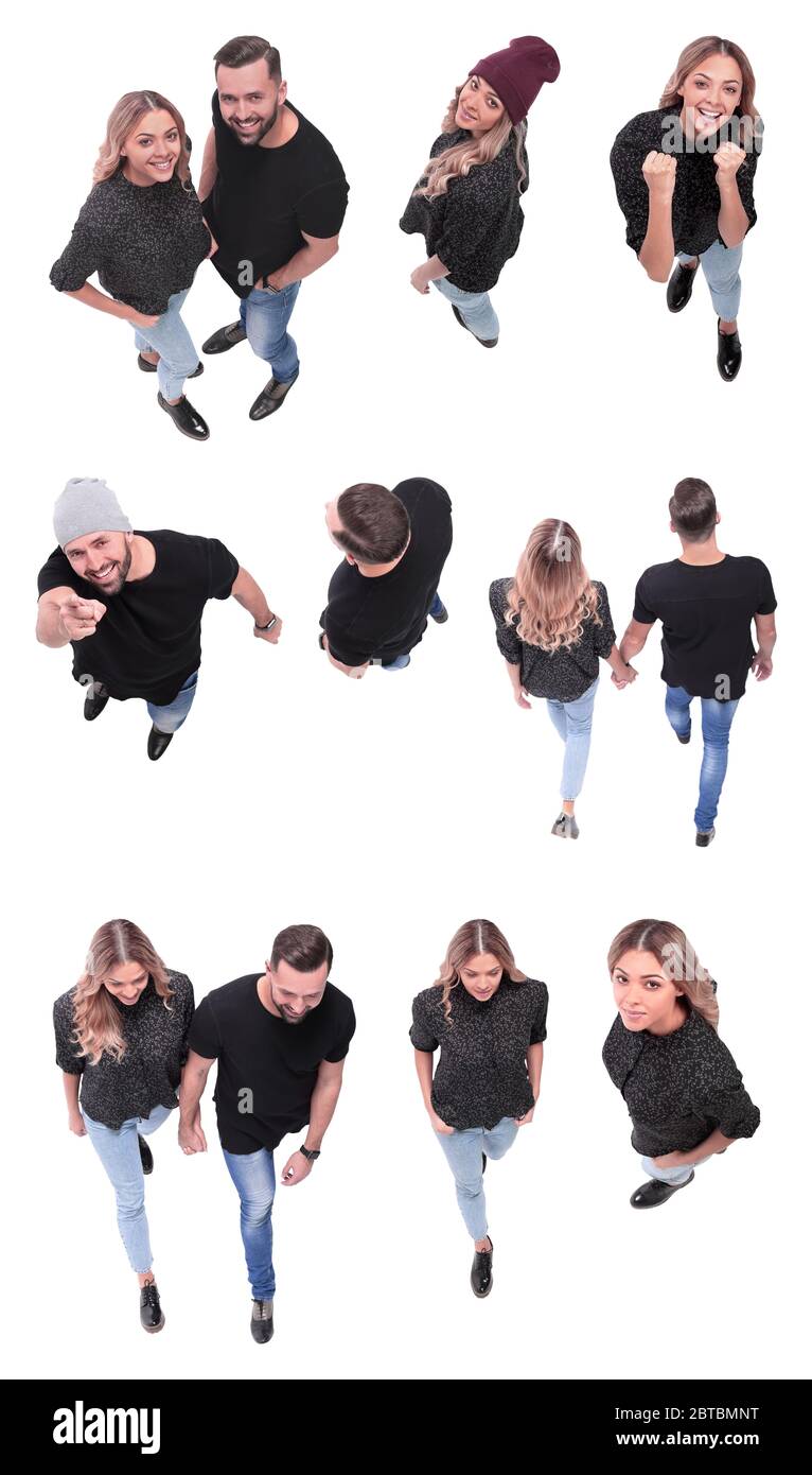 top view. image of modern different young people Stock Photo - Alamy