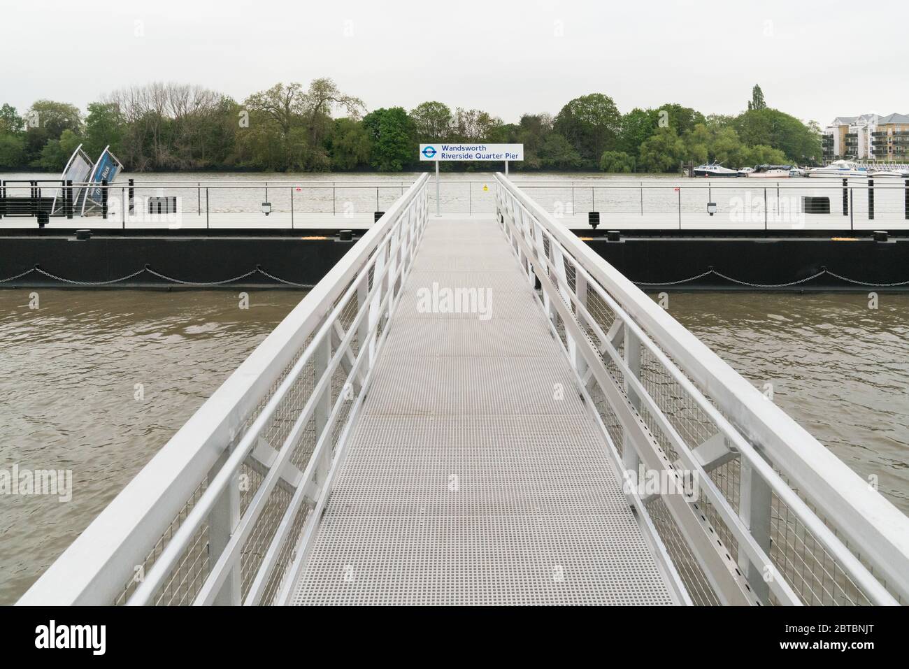 Wandsworth riverside quarter pier Stock Photo - Alamy
