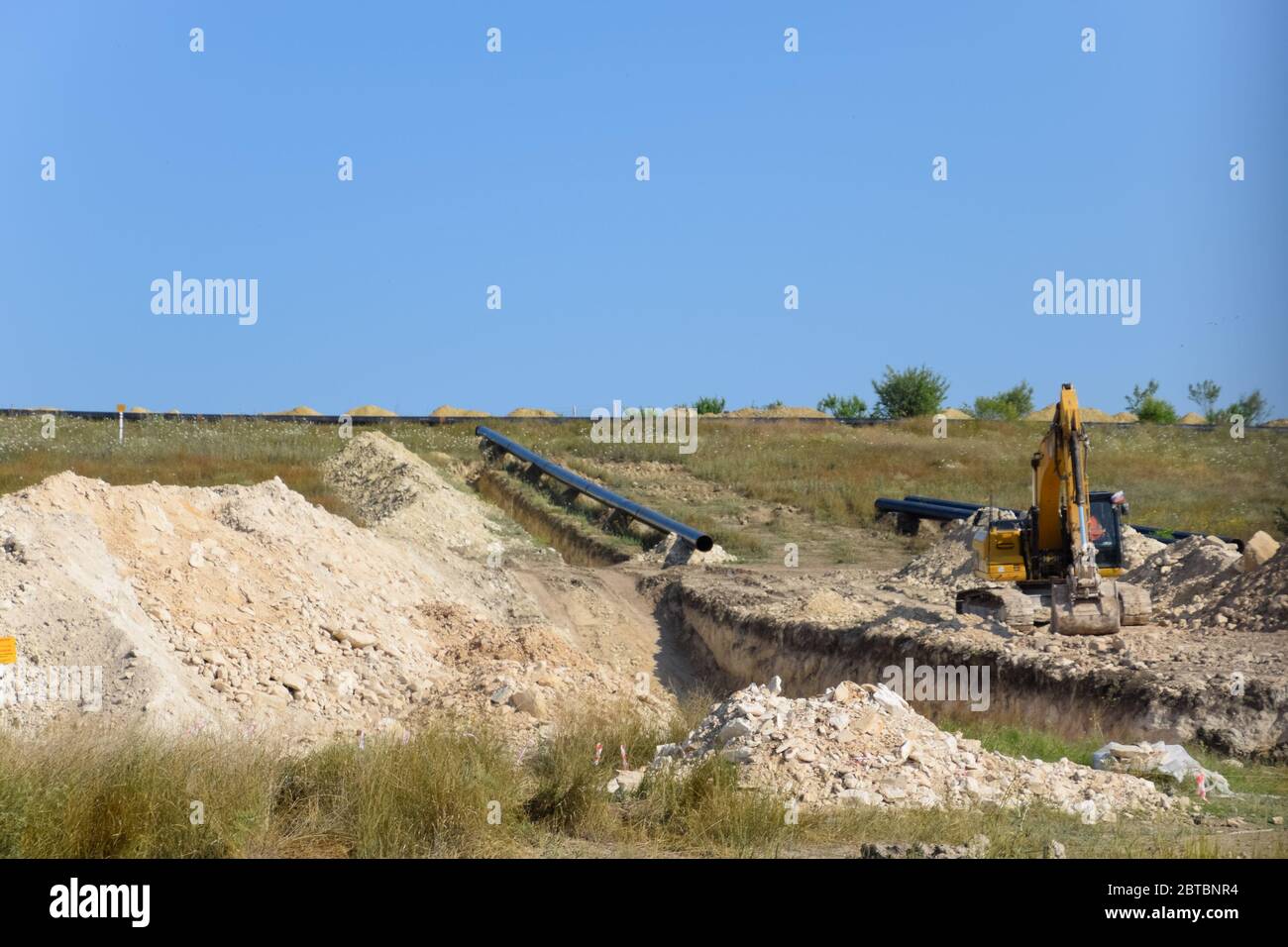 Construction of the pipeline. a Underground gas pipeline, pipeline ...