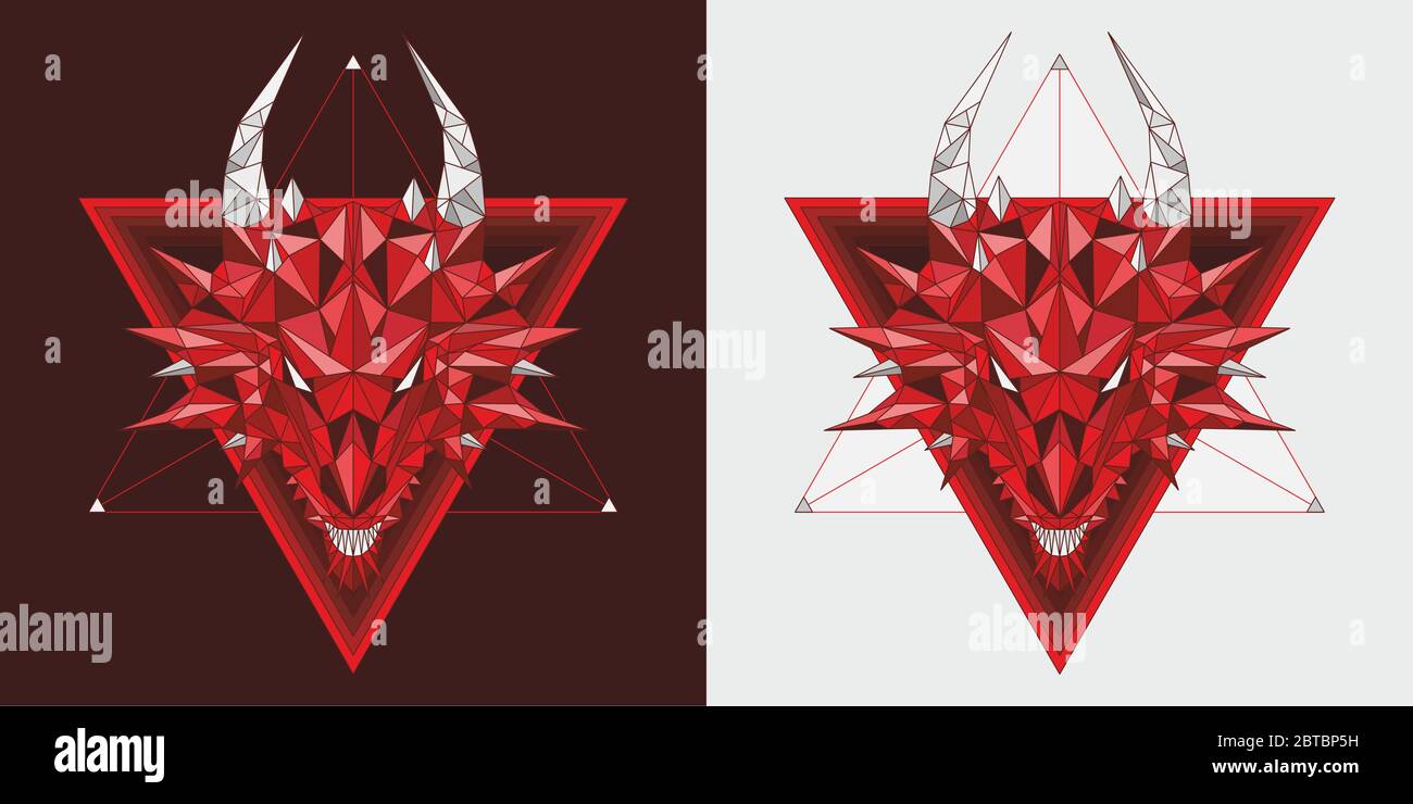 Abdtract Poligon Geometric Red Dragon Head Vector Illustration Stock ...