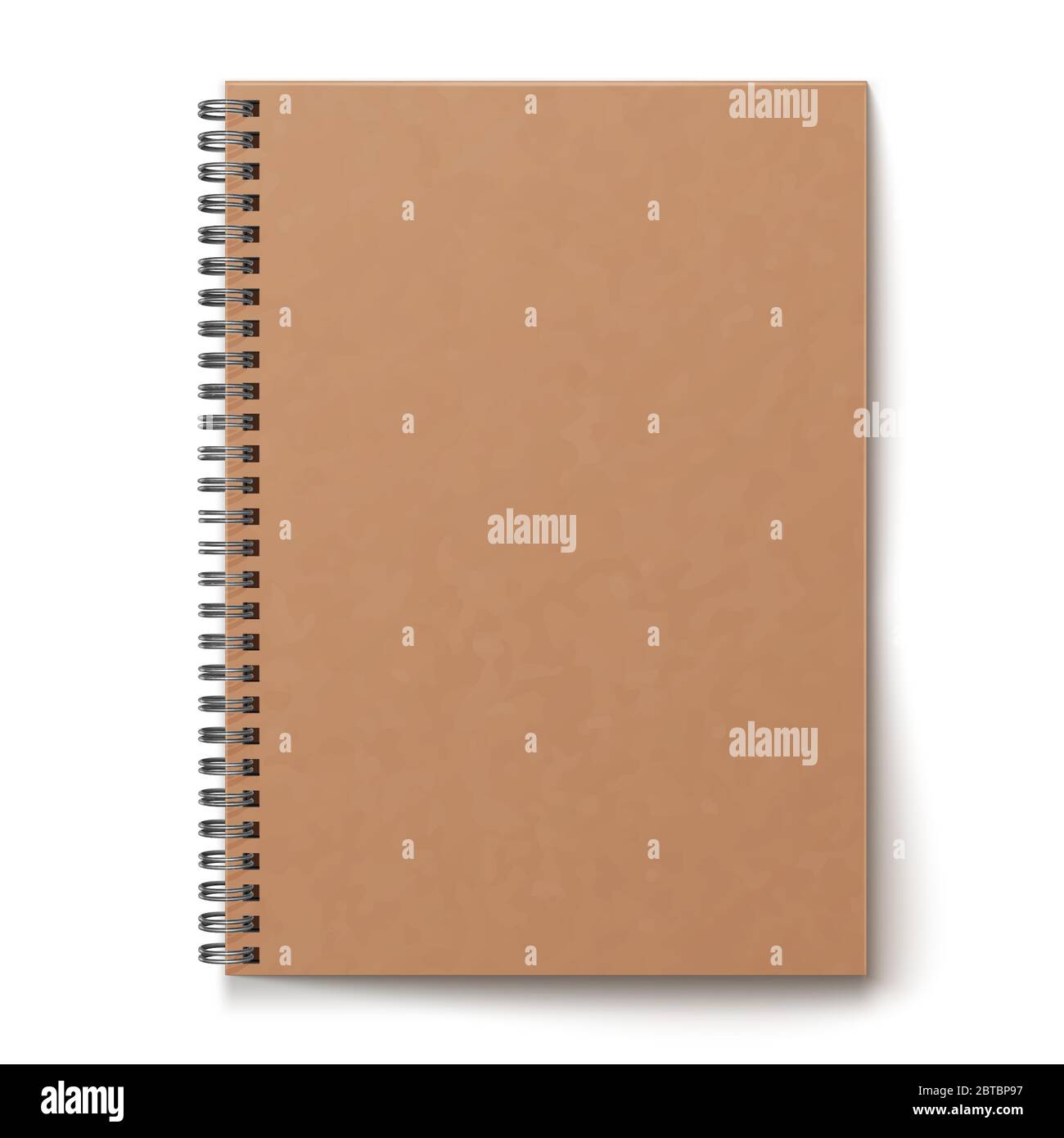Realistic horizontal closed realistic spiral notepad mockup. Isolated ...