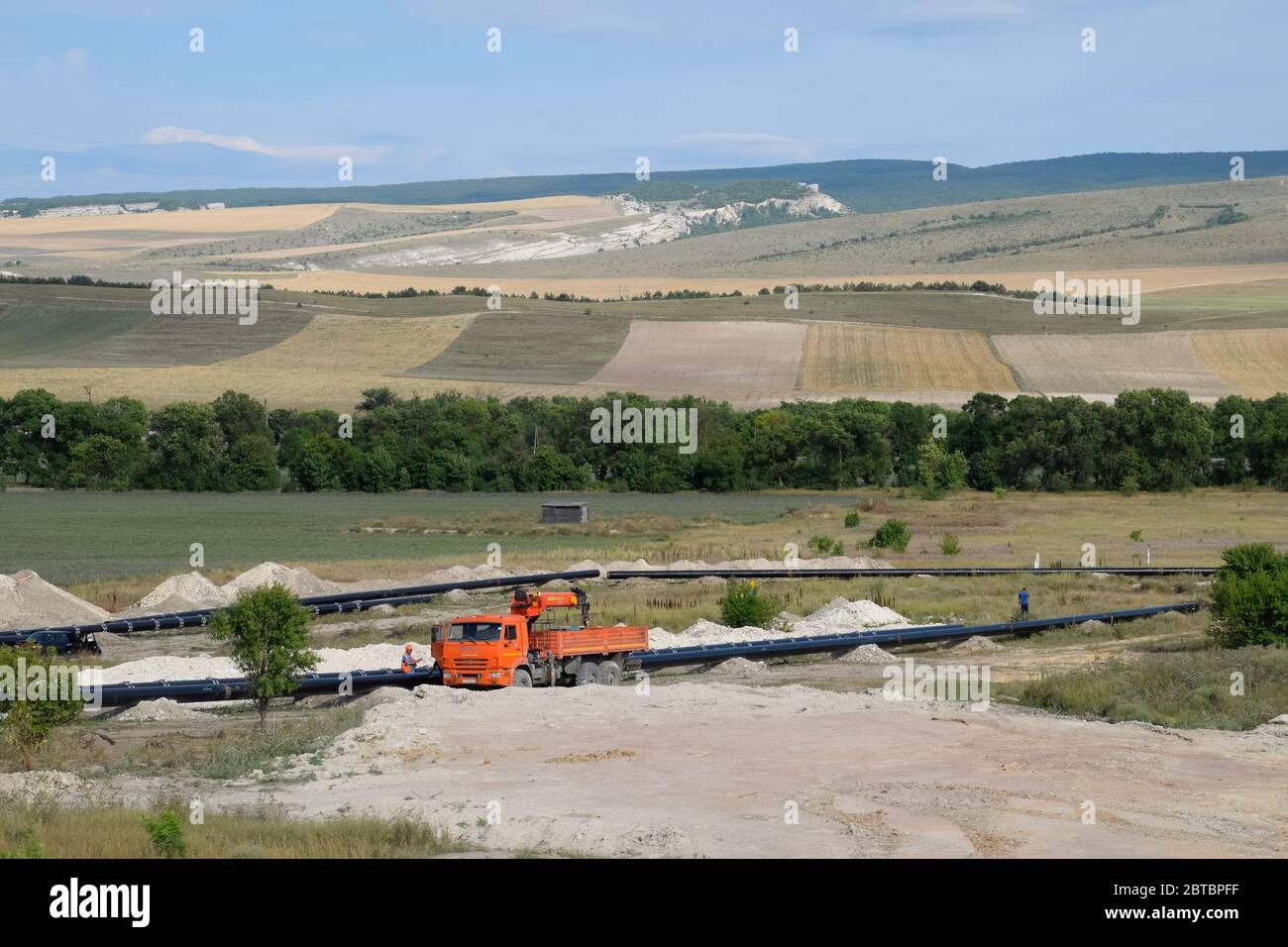 Construction of the pipeline. a Underground gas pipeline, pipeline ...