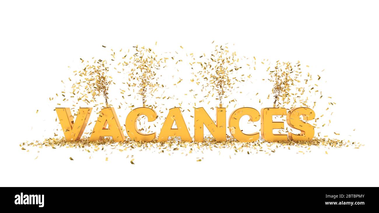 word vacation golden letters on white background 3D rendering Stock ...