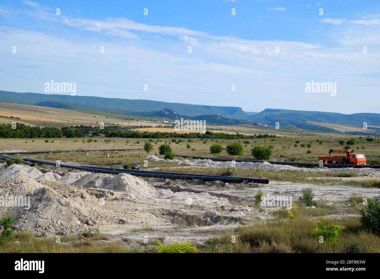 Construction of the pipeline. a Underground gas pipeline, pipeline ...