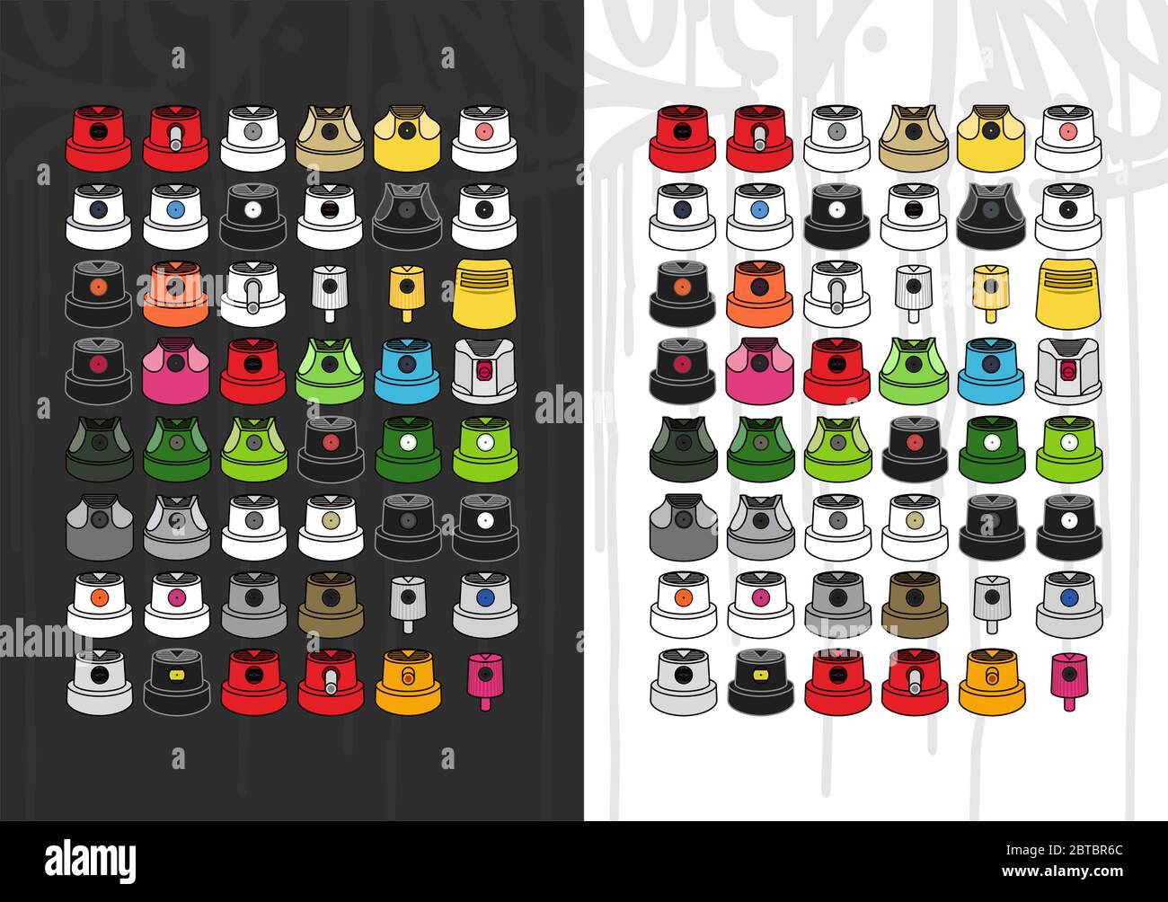 Graffiti Spray Caps Assorted Set. Isolated Vector Illustration Stock ...