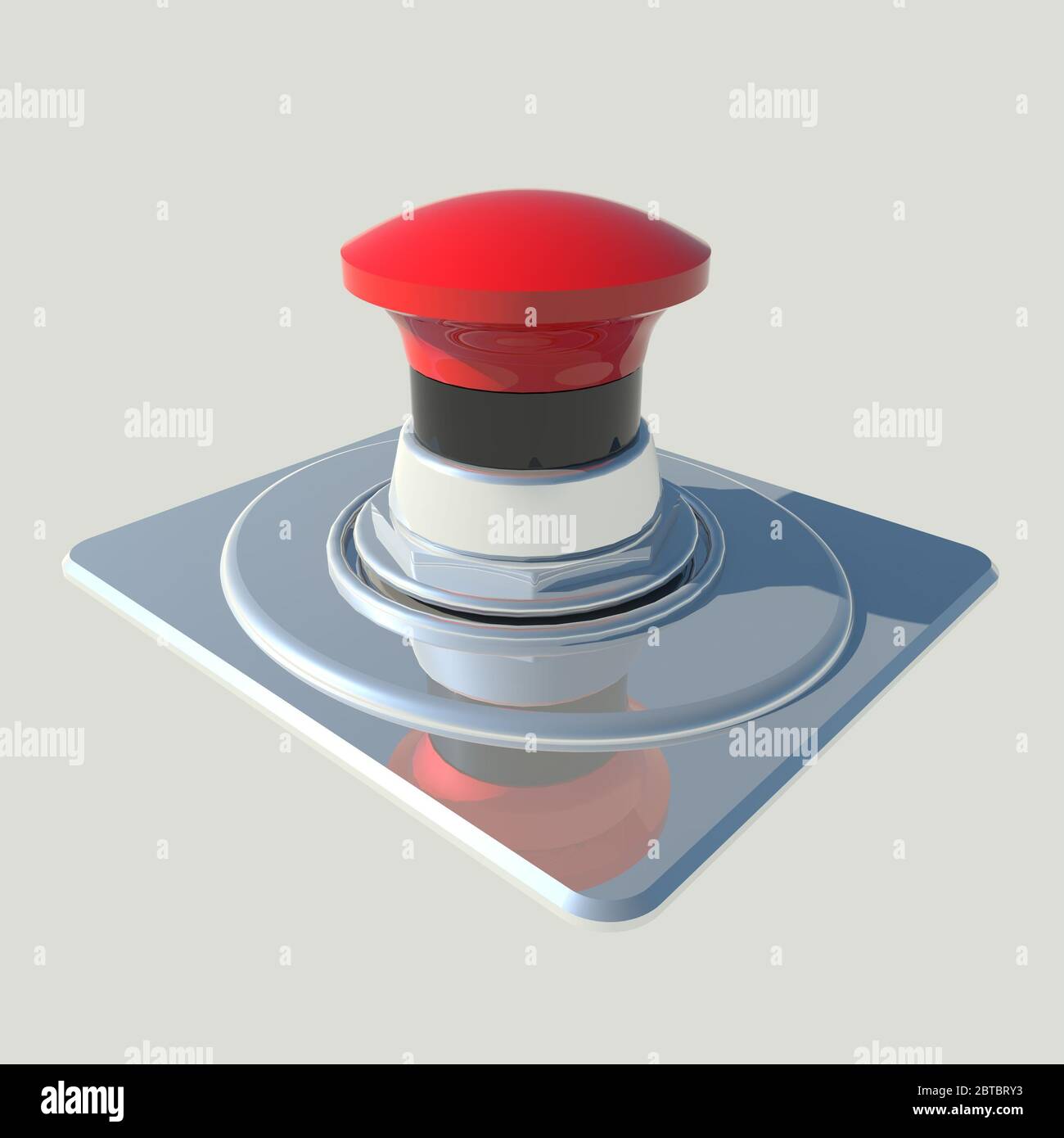 Red button over metallic surface, 3d rendering Stock Photo - Alamy