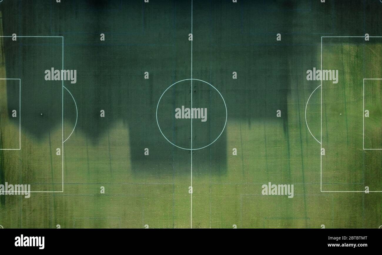 Aerial view of empty soccer field Stock Photo - Alamy