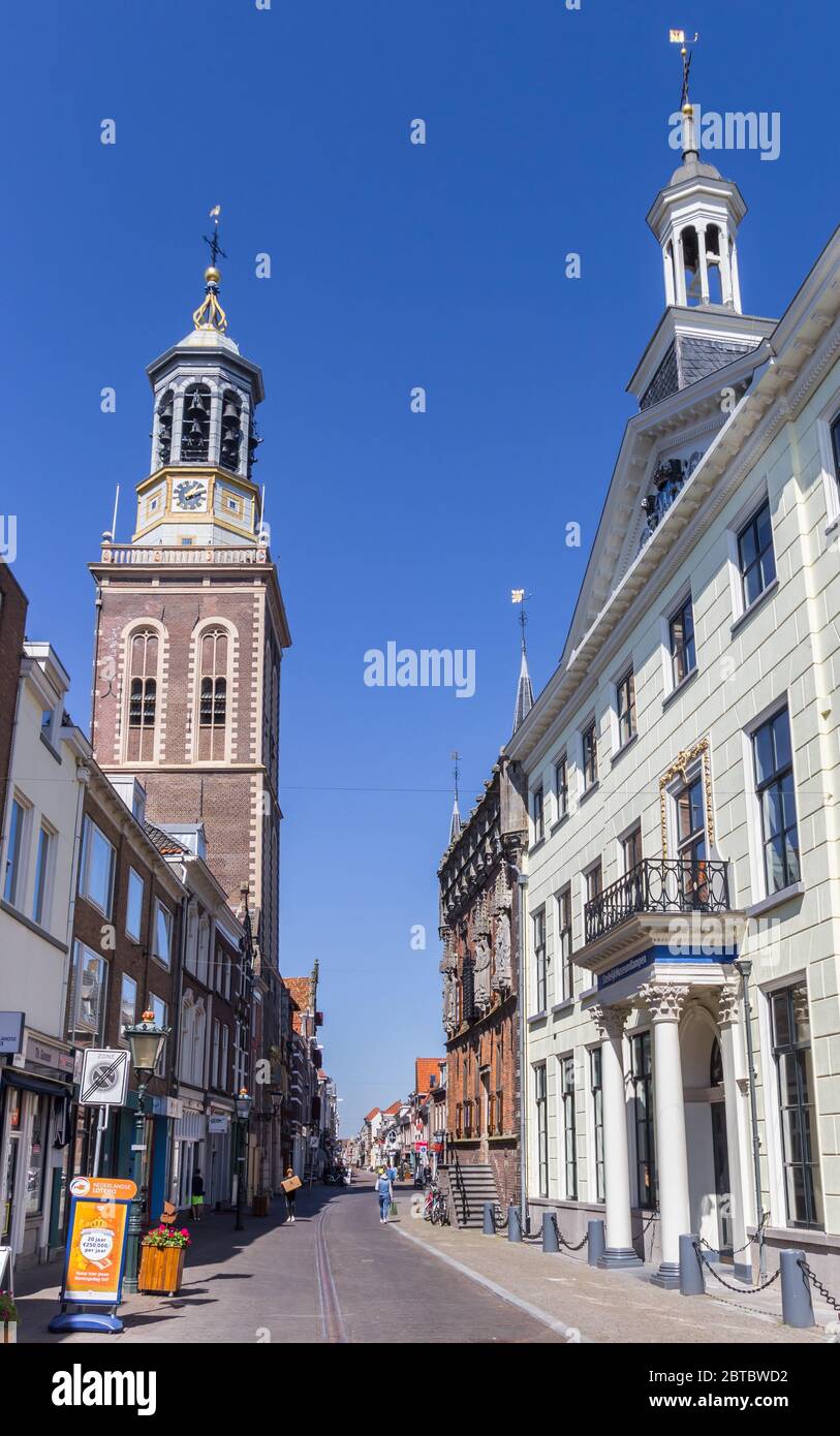 Street with historic tower in Kampen, Netherlands Stock Photo - Alamy