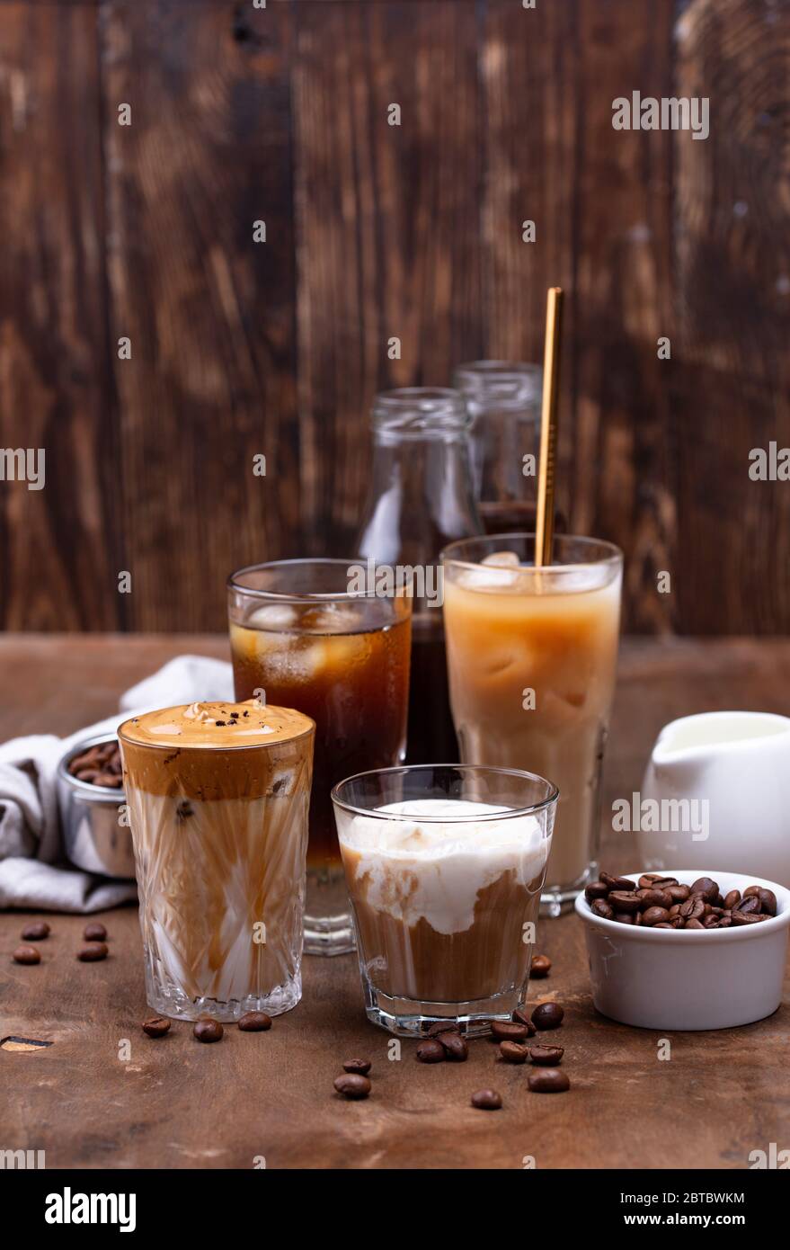Different trendy cold coffee drink Stock Photo - Alamy