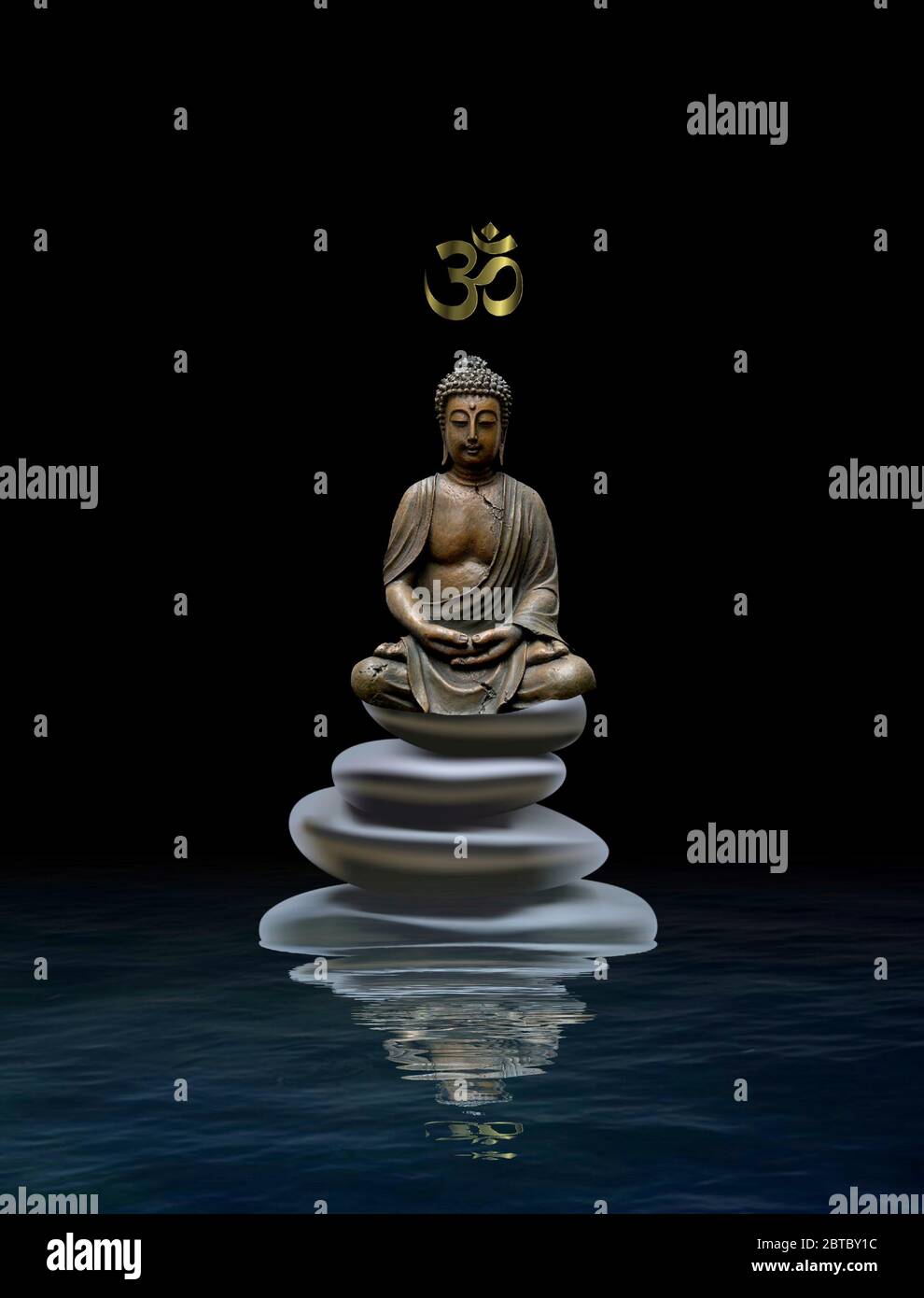 Spiritual background for meditation with yin yang and om symbol, zen ...