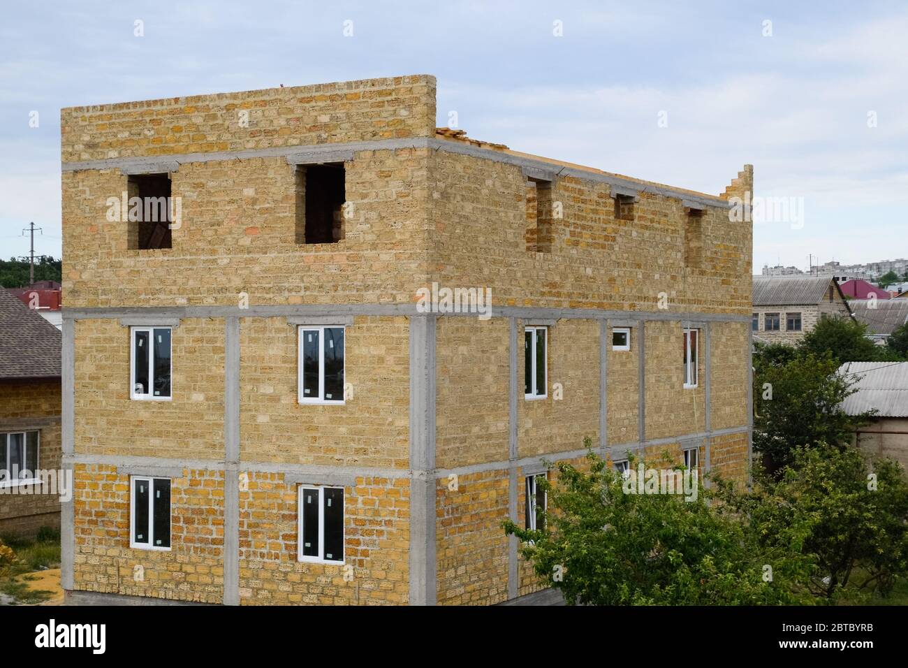 Limestone limestone houses. Building material is limestone Stock Photo ...