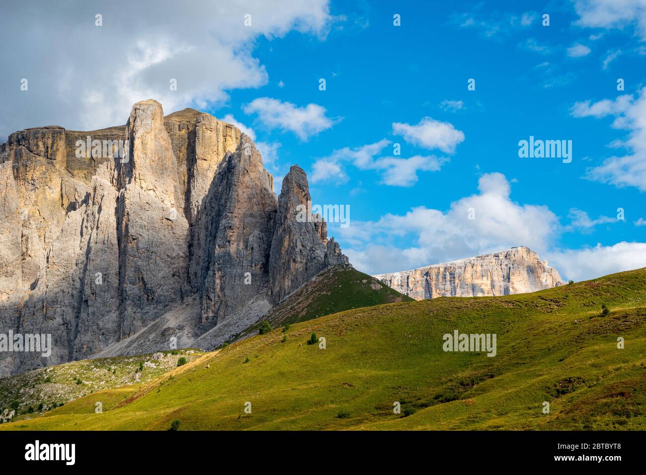 view to the Sella group in Italy with the famous towers where all the ...