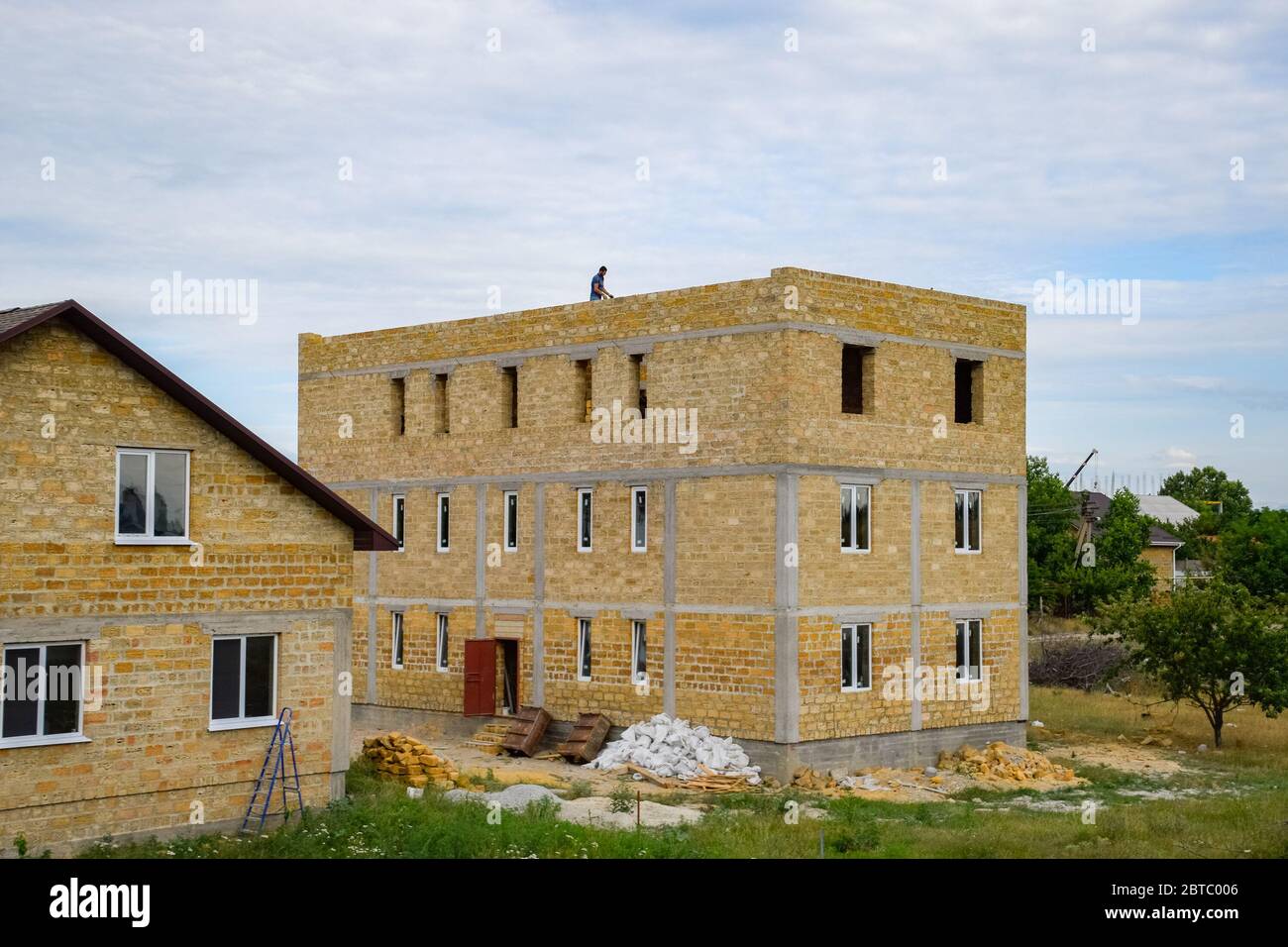Limestone limestone houses. Building material is limestone Stock Photo ...