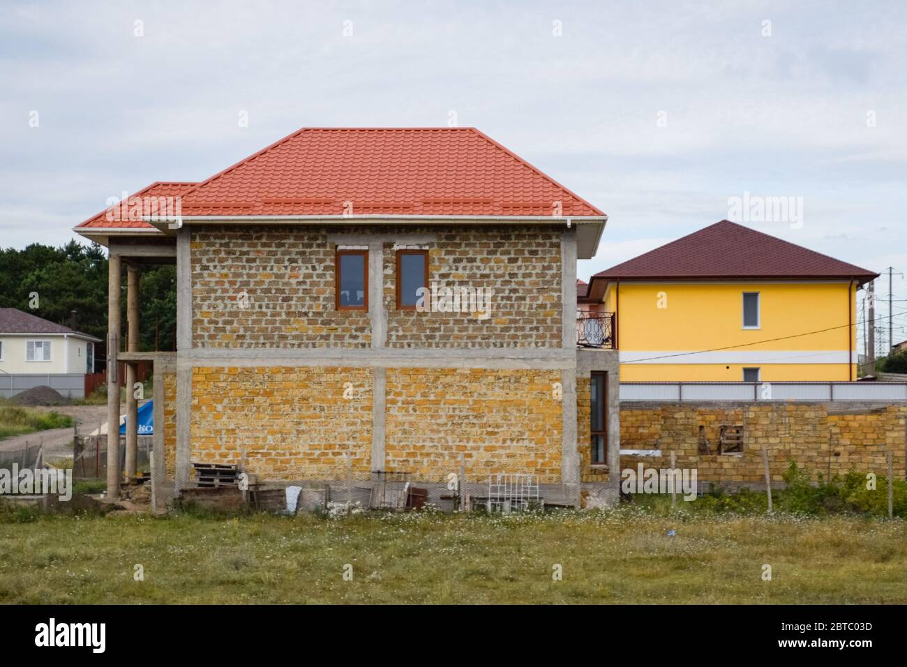 Limestone limestone houses. Building material is limestone Stock Photo ...