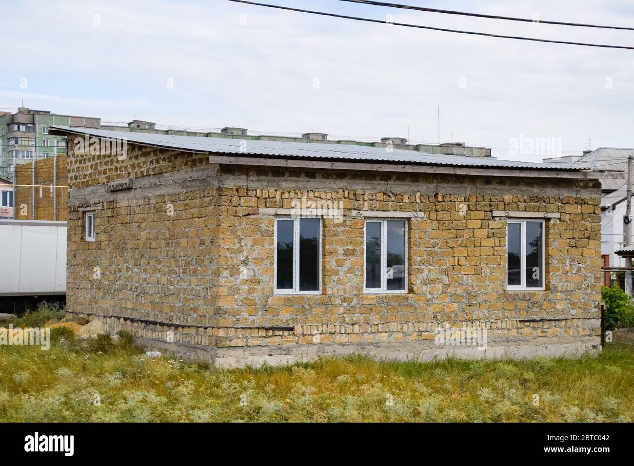 Limestone limestone houses. Building material is limestone Stock Photo ...