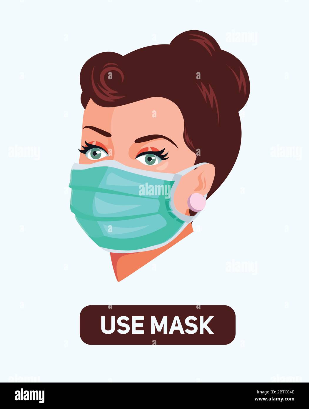 Woman wear mask vector. Vector Wear Face Mask sign for women. Warning ...