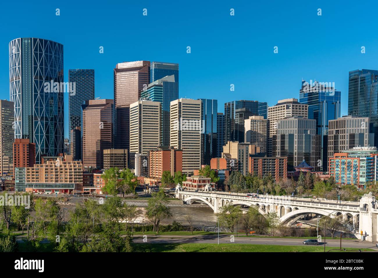 View of Calgary's skyline on a beautiful spring morning Stock Photo - Alamy