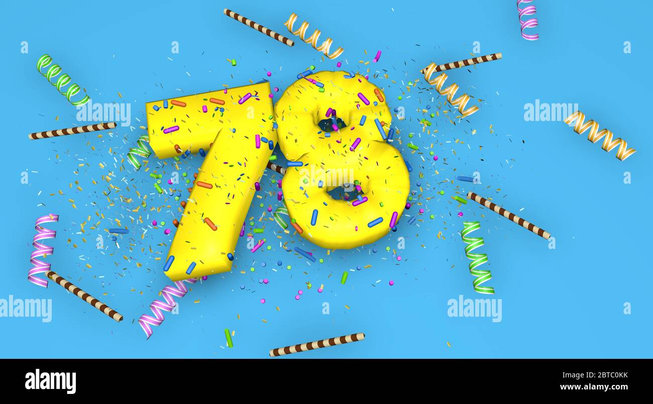 Number 78 for birthday, anniversary or promotion, in thick yellow ...