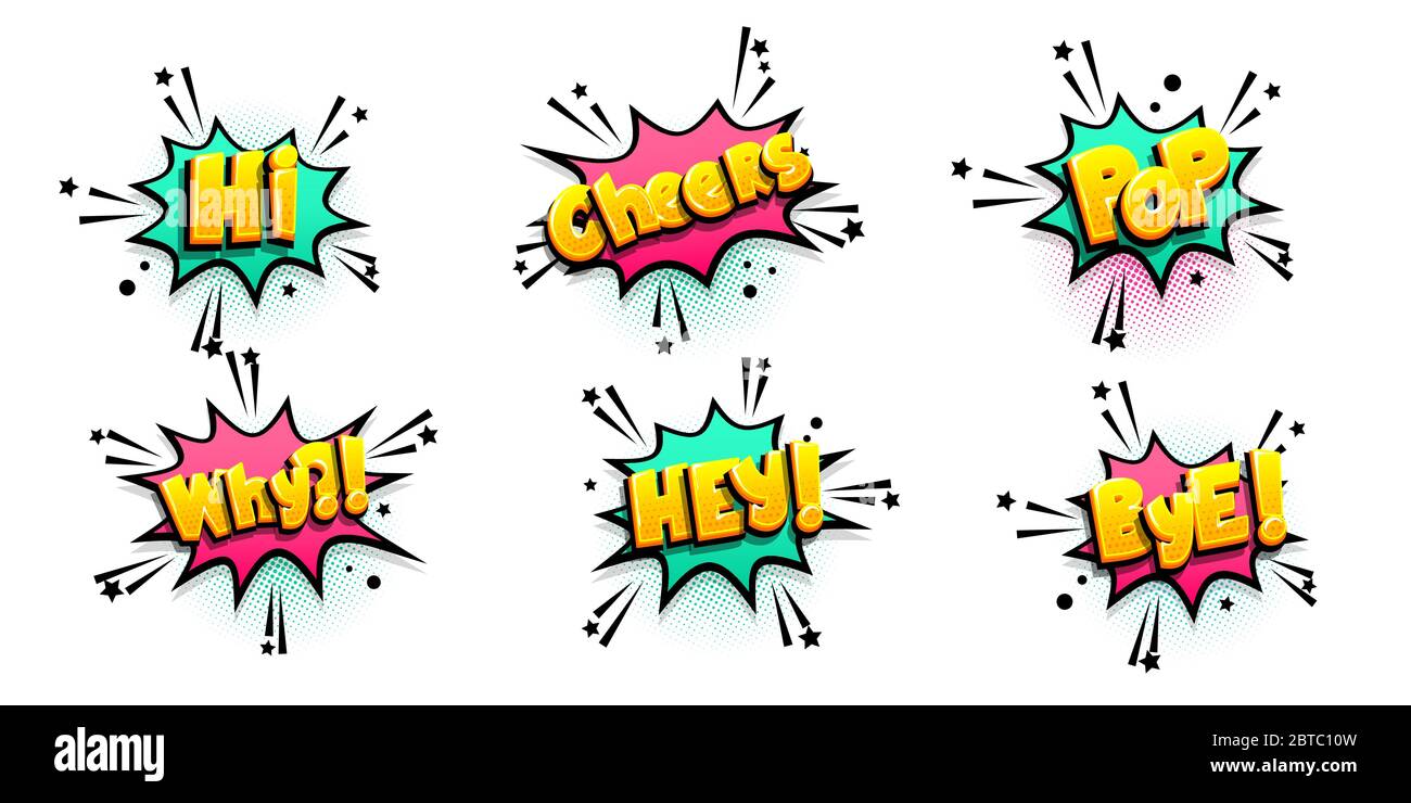 Comic text speech bubble pop art style Stock Vector Image & Art - Alamy