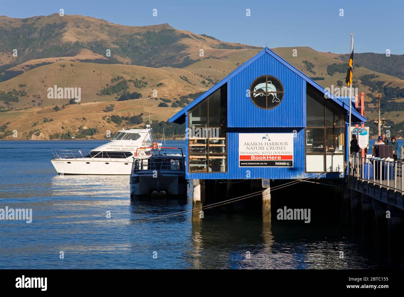 Akaroa wharf christchurch new zealand hi-res stock photography and ...